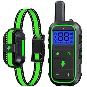 dogstop dog training collar electric dog shock collar with 4 training modes and waterproof rechargeable remote range 3300ft for large medium small dogs (green)