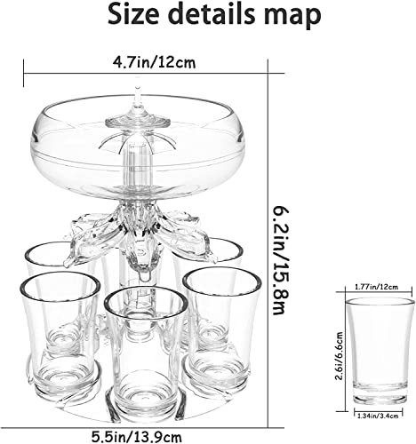 ALEVMOOM 6 Shot Glass Dispenser and Holder Dispenser For Filling Liquids Multiple 6 Shot Dispenser,Bar Shot Dispenser,Cocktail Dispenser,Carrier Liquor Dispenser Drink Tool,Dispenser With Slogan