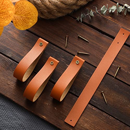 PU Leather Wall Hooks Wall Hanging Straps Pu Leather Curtain Rod Holder Towel Holders for Wall Faux Leather Strap Hanger Wall Mounted Pu Leather Hooks for Towel Bathroom (Yellow, 24 Pieces)