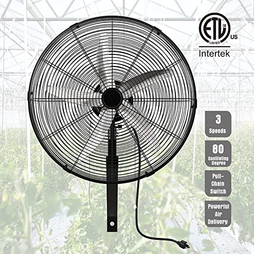 SKINNYBUNNY 20 Inch Wall Mounted Fan, High Velocity 3 Speed for Industrial, Commercial, Residential, and Greenhouse Use, Black