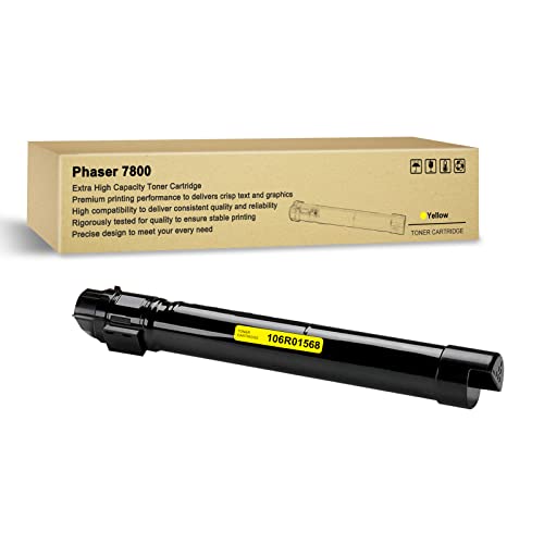 Phaser 7800 Yellow High Yield Toner Cartridge Remanufactured for Xerox 106R01568 Toner Cartridge for Xerox Phaser 7800 7800DN 7800DX 7800GX (17,200 Pages)