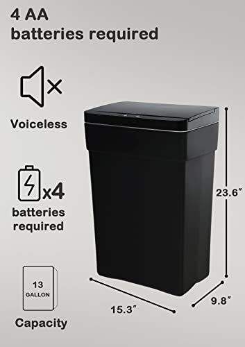 Automatic Trash Can 13 Gallon, Kitchen Garbage Can, Motion Sensor Trash Can with Lid, Electric Touchless Trash Bin 50 Liter, Tall Smart Garbage Bin, Auto Trashcans for Kitchen Bathroom Bedroom Office