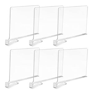 gbayle 6 pcs acrylic clear closet shelf divider，closet organization for wooden shelving suitable for vertical shelves or bedroom, kitchen,books,towels and hats, purses separators and office…