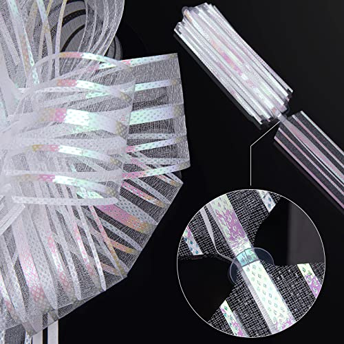 20 Pieces Large Pull Bow for Gift Wrapping 6 Inch Organza Gift Bow with Ribbon for Wrapping Gift Boxes, Baskets and Bags, Decorate Christmas, Wedding and Party (White)