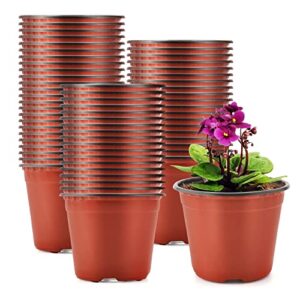 kinglake garden 4 inch 120 pcs plastic plants nursery pots,gardening seed starting pots,seedling flower plant container for seedlings, succulents, transplanting,indoor outdoor plant(brown)