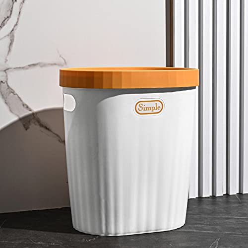 Plastic Small Trash Can, 3.1 Gallon Office Trash Can, White Trash Bin with Built-in Handle, Slim Waste Basket for Bathroom, Bedroom, Home Office, Living Room, Kitchen (12L White)