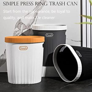 Plastic Small Trash Can, 3.1 Gallon Office Trash Can, White Trash Bin with Built-in Handle, Slim Waste Basket for Bathroom, Bedroom, Home Office, Living Room, Kitchen (12L White)