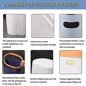 Plastic Small Trash Can, 3.1 Gallon Office Trash Can, White Trash Bin with Built-in Handle, Slim Waste Basket for Bathroom, Bedroom, Home Office, Living Room, Kitchen (12L White)