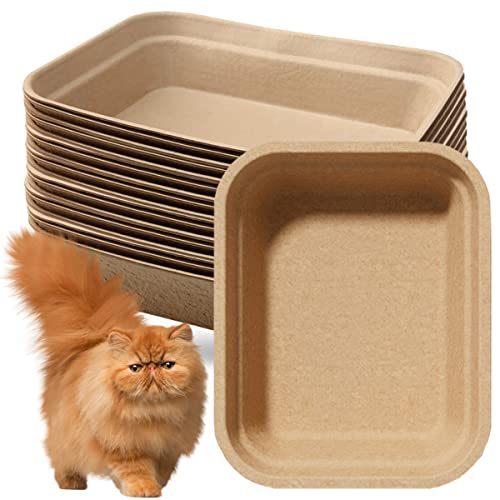 15 Pack Disposable Litter Boxes for Cats Paper Tray Travel Toilet Cat Litter Box for Indoor Outdoor for Hamster, Guinea Pig, Mice, Bunny,Small Animals 16.7 x 13.4 x 4 Inch