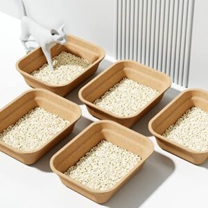 15 Pack Disposable Litter Boxes for Cats Paper Tray Travel Toilet Cat Litter Box for Indoor Outdoor for Hamster, Guinea Pig, Mice, Bunny,Small Animals 16.7 x 13.4 x 4 Inch