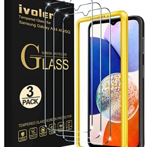 ivoler 3 Pack Screen Protector Tempered Glass for Samsung Galaxy A14 5G / 4G with [Easy Installation Frame] 9H Hardness Anti Scratch, Bubble Free, 6.6 inch