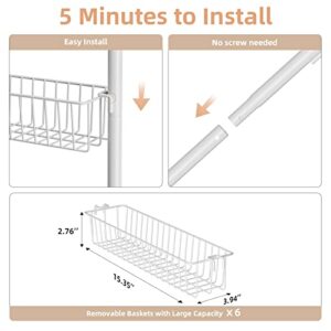 Egepon Over the Door Pantry Organizer Rack, 6-Tier Baskets Pantry Door Organization and Storage, Heavy-Duty Metal Door Shelf Hanging Door Spice Rack for Kitchen Pantry Bathroom,White