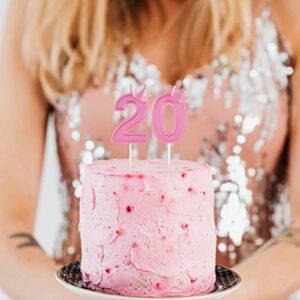 3inch Birthday Number Candle, 3D Candle Cake Topper with Crown Cake Numeral Candles Number Candles for Birthday Anniversary Parties (Pink; 4)