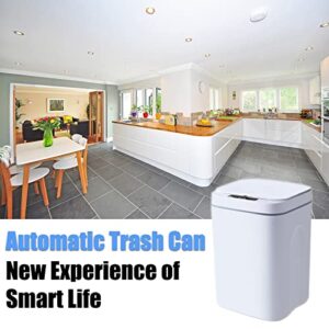 4 Gallon Automatic Trash Can, Touchless Bathroom Trash Cans with Lids, Waterproof Motion Sensor Trash Bin, Garbage Bin for Kitchen Bathroom Bedroom Living Room Office, Smart Waste Bin (White)