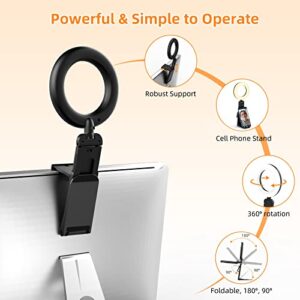 Ring Light for Computer Laptop,Video Conference Lighting kit for Zoom Meetings,5" Small Led Selfie Light Portable Ring Light with Stand,Cell Phone Holder Desktop Ring Light for Skype Call Black