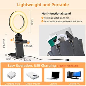 Ring Light for Computer Laptop,Video Conference Lighting kit for Zoom Meetings,5" Small Led Selfie Light Portable Ring Light with Stand,Cell Phone Holder Desktop Ring Light for Skype Call Black