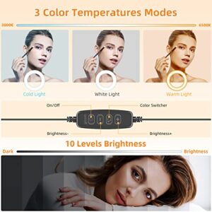 Ring Light for Computer Laptop,Video Conference Lighting kit for Zoom Meetings,5" Small Led Selfie Light Portable Ring Light with Stand,Cell Phone Holder Desktop Ring Light for Skype Call Black