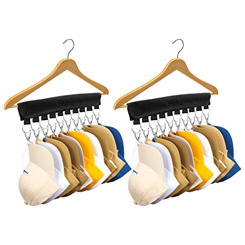 QHWLKJ Hat Rack for Baseball Caps,Hat Hanger Holder Rack for Hanger & Room Closet Display, 2Pack 20 Hat Storage Clips+10 hat Racks for Hang Ball Caps Beanie & Accessories, for Men, Boy Women Gift