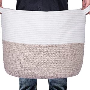 sailary cotton rope woven basket xx large size 20"x20"x13.5"- for home decoration, baby nursery bins & boxes storage, laundry and organization basket