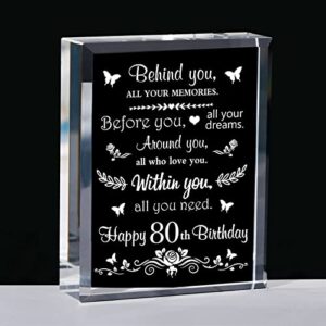 80th birthday gifts for women born in 1943, laser crystal behind you all memories before you all your dreams gift, birthday gifts for 80 year old men women mom dad grandpa grandma parents friend