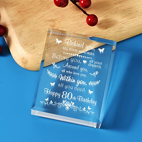 80th Birthday Gifts for Women Born In 1943, Laser Crystal Behind You All Memories Before You All Your Dreams Gift, Birthday Gifts for 80 Year Old Men Women Mom Dad Grandpa Grandma Parents Friend