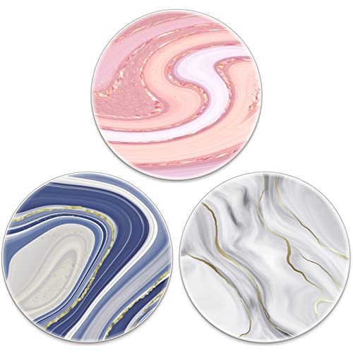 ZSDLHY Phone Stand Compatible with popsocket Phone/Tablets Grips for iPhone Android（3 Pack） - Silver Blue Pink Striped Marble