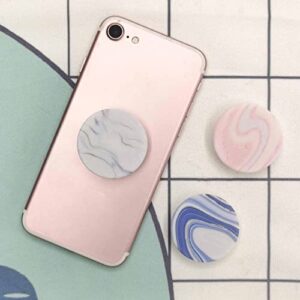 ZSDLHY Phone Stand Compatible with popsocket Phone/Tablets Grips for iPhone Android（3 Pack） - Silver Blue Pink Striped Marble