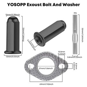 YOSOPP GY6 Exhaust Bolt Nuts Gasket for 50cc 70cc 90cc 110cc 125cc 150cc Scooters ATVs GMB139 Engine Moped Quad 4 Wheeler Dune Buggy Go Karts Taotao Sunl Coolster Jonway Roketa Sandrail (Black)