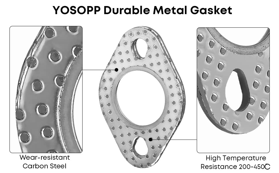 YOSOPP GY6 Exhaust Bolt Nuts Gasket for 50cc 70cc 90cc 110cc 125cc 150cc Scooters ATVs GMB139 Engine Moped Quad 4 Wheeler Dune Buggy Go Karts Taotao Sunl Coolster Jonway Roketa Sandrail (Black)