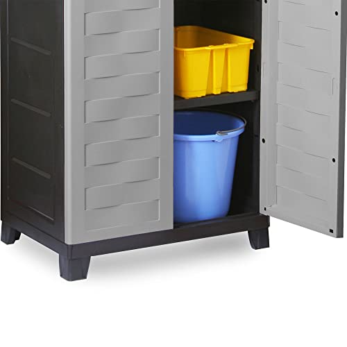 Ram Quality Products Premium Adjustable 4 Shelf Tool Storage Organizing Utility Cabinet with Lockable Double Doors, Gray