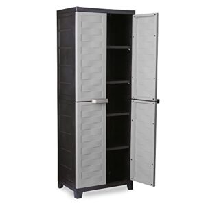 Ram Quality Products Premium Adjustable 4 Shelf Tool Storage Organizing Utility Cabinet with Lockable Double Doors, Gray