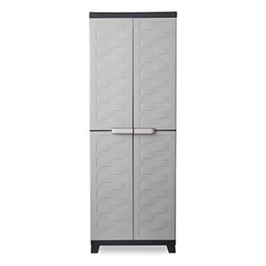 Ram Quality Products Premium Adjustable 4 Shelf Tool Storage Organizing Utility Cabinet with Lockable Double Doors, Gray