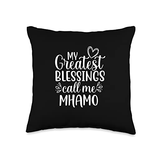 Unique Christmas Birthday Mother's Day Gifts Shop My Greatest Blessings Call Me Mhamo Ireland Irish Grandma Throw Pillow, 16x16, Multicolor