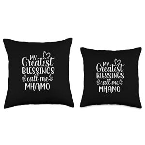 Unique Christmas Birthday Mother's Day Gifts Shop My Greatest Blessings Call Me Mhamo Ireland Irish Grandma Throw Pillow, 16x16, Multicolor