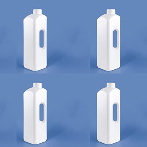 WellieSTR 4Piece (White) Empty HDPE Plastic Juice/Milk Bottles with Caps,Food Grade HDPE Storage Container Ketchup Salad Jam Oil Refillabel Bottle