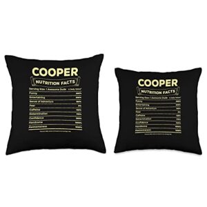 Unique Nickname Funny Birthday First Name Cooper Nutrition Facts Personalized Boys Name Quirky Throw Pillow, 16x16, Multicolor