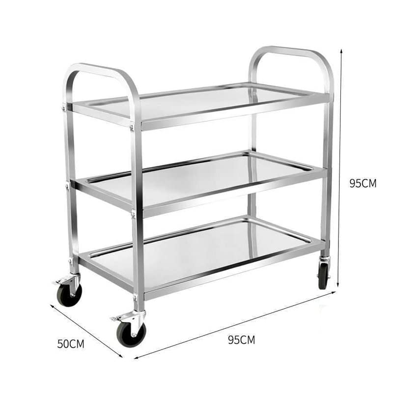 YXBDN 3 Shelf Kitchen Trolley Commercial Food Pantry with Wheels Kitchen Storage Rack