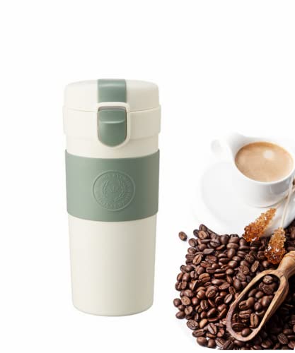 Coffee Mug, Stainless Steel Vacuum-Insulated Travel Mug, Double Wall Leak-Proof Thermos Vacuum Tumbler - 12oz 370ml Coffee Cup (White)