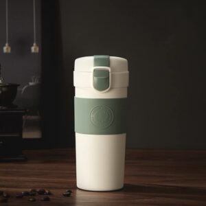 Coffee Mug, Stainless Steel Vacuum-Insulated Travel Mug, Double Wall Leak-Proof Thermos Vacuum Tumbler - 12oz 370ml Coffee Cup (White)