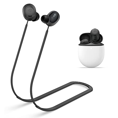 WOFRO Anti-Lost Strap for Google Pixel Buds Pro Earbuds (2022), Sports Soft Silicone Lanyard Accessories Compatible with Google Pixel Buds Pro - Noise Canceling Earbuds Neck Rope Cord (Black)