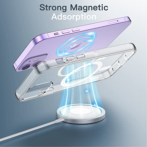 JETech Magnetic Case for iPhone 12 Mini 5.4-Inch Compatible with MagSafe Wireless Charging, Shockproof Phone Bumper Cover, Anti-Scratch Clear Back (Clear)