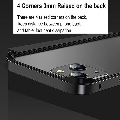 Vitodo for iPhone 14 Pro Bumper Case Metal, Aluminum Alloy+TPU Bumper Frame Slim Fit No Back Design Excellent Heat Dissipation Wireless Charging Compatible 4 Corner Raised Shockproof (Metal-Black)