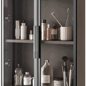 AUNIVO 3 Tier Bathroom Vanity with Door, Toiletry Storage Medicine Cabinet, Kitchen Wall Mounted cabinets, Over Toilet Organizer (A)