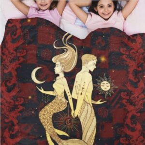 ZEWASIIL Constellation Pisces Throw Blanket 60"X50" Flannel Zodiac Sign for Couch Bed Sofa Travelling Camping for ​Kids Adults