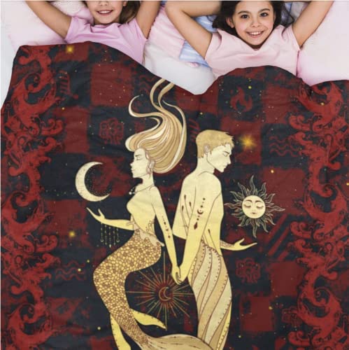 ZEWASIIL Constellation Pisces Throw Blanket 60"X50" Flannel Zodiac Sign for Couch Bed Sofa Travelling Camping for ​Kids Adults