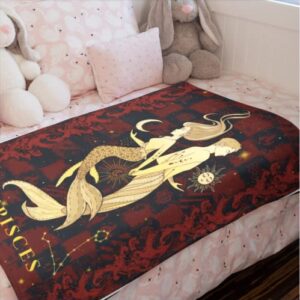 ZEWASIIL Constellation Pisces Throw Blanket 60"X50" Flannel Zodiac Sign for Couch Bed Sofa Travelling Camping for ​Kids Adults