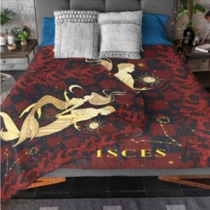 ZEWASIIL Constellation Pisces Throw Blanket 60"X50" Flannel Zodiac Sign for Couch Bed Sofa Travelling Camping for ​Kids Adults