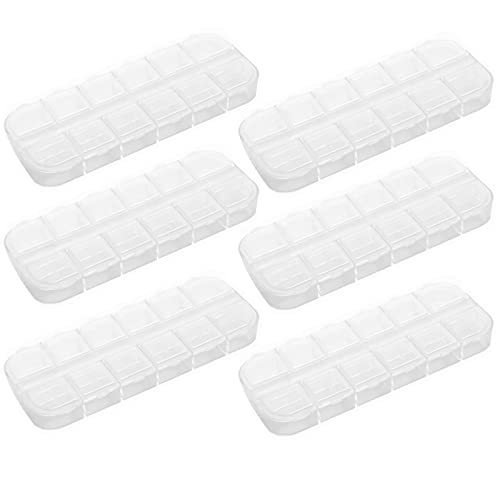 Typutomi 6PCS 12 Grid Clear Plastic Jewelry Box Organizer, Jewelry Dividers Storage Container DIY Parts Storage Box for Bead, Rings, Jewelry,Screws, Handicrafts