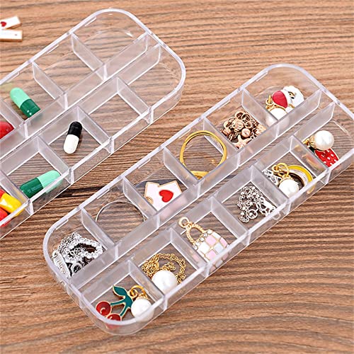 Typutomi 6PCS 12 Grid Clear Plastic Jewelry Box Organizer, Jewelry Dividers Storage Container DIY Parts Storage Box for Bead, Rings, Jewelry,Screws, Handicrafts