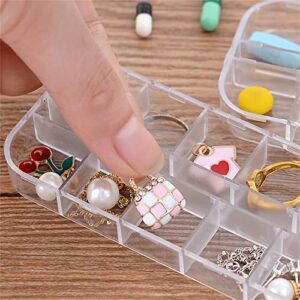 Typutomi 6PCS 12 Grid Clear Plastic Jewelry Box Organizer, Jewelry Dividers Storage Container DIY Parts Storage Box for Bead, Rings, Jewelry,Screws, Handicrafts